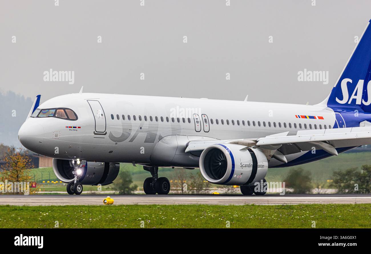Zurich, Switzerland, 3rd Nov 2024: An Airbus A320-251N (Airbus A320neo) of SAS Scandinavian ...
