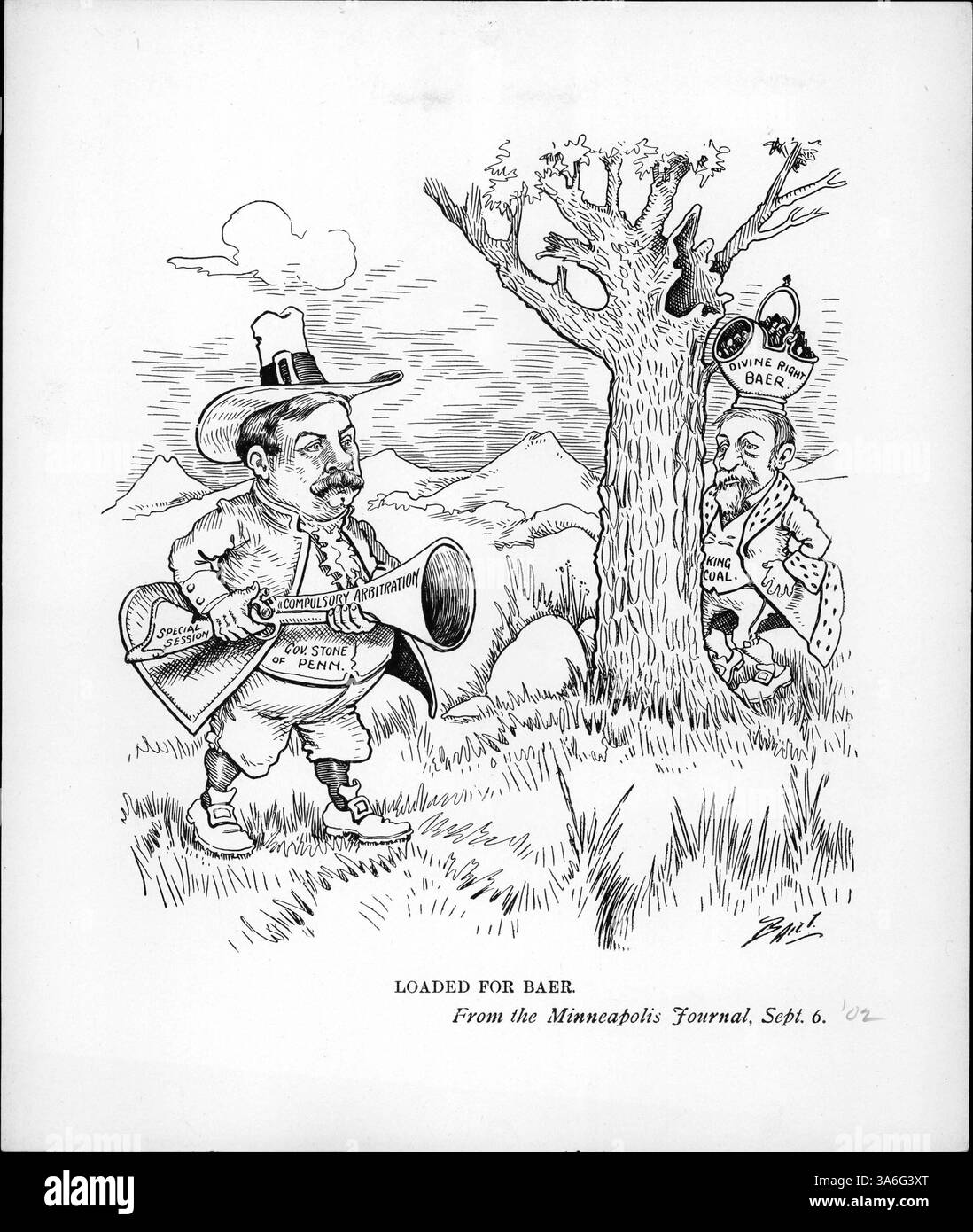 This satirical cartoon shows governor stone of pennsylvania aiming a hi ...