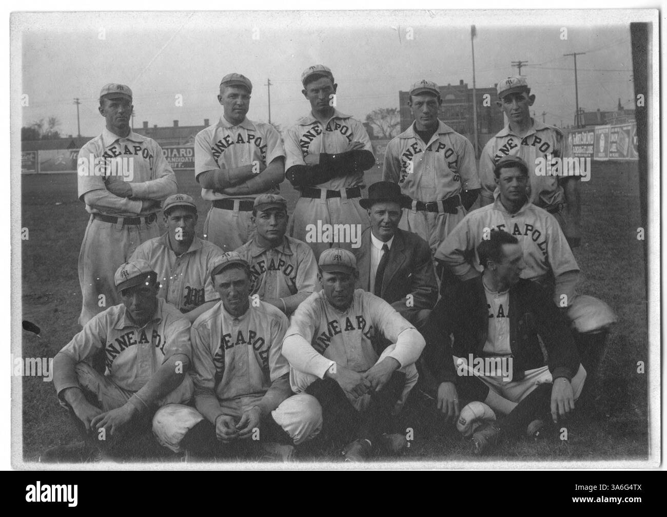 This image shows the 1908 Minneapolis Millers baseball team, with team ...