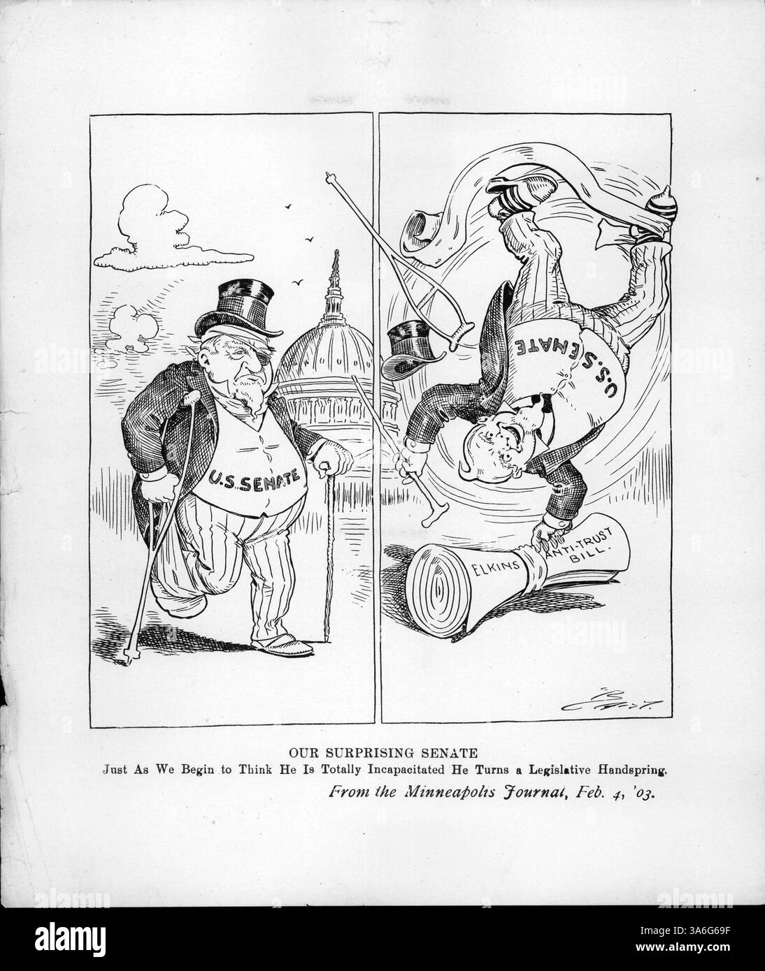 This political cartoon illustrates the Senate's unexpected action in ...