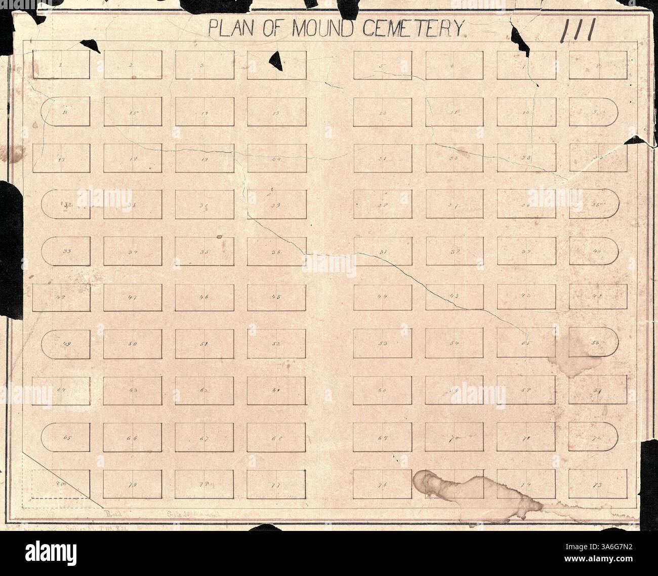 The plan of mound cemetery outlines the layout and organization hi-res ...