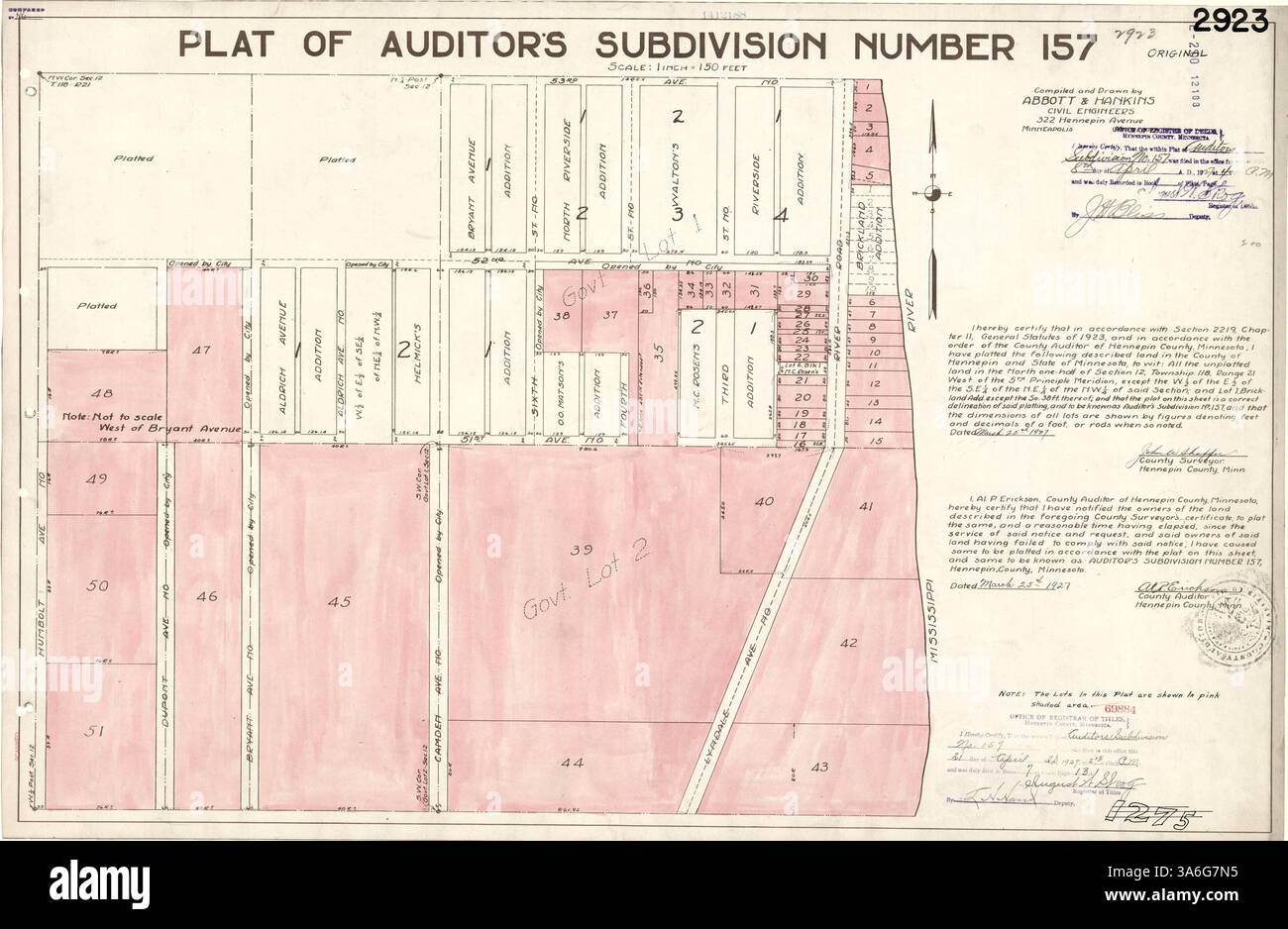 Auditor's Subdivision Number 157 is a recorded land area in Hennepin ...