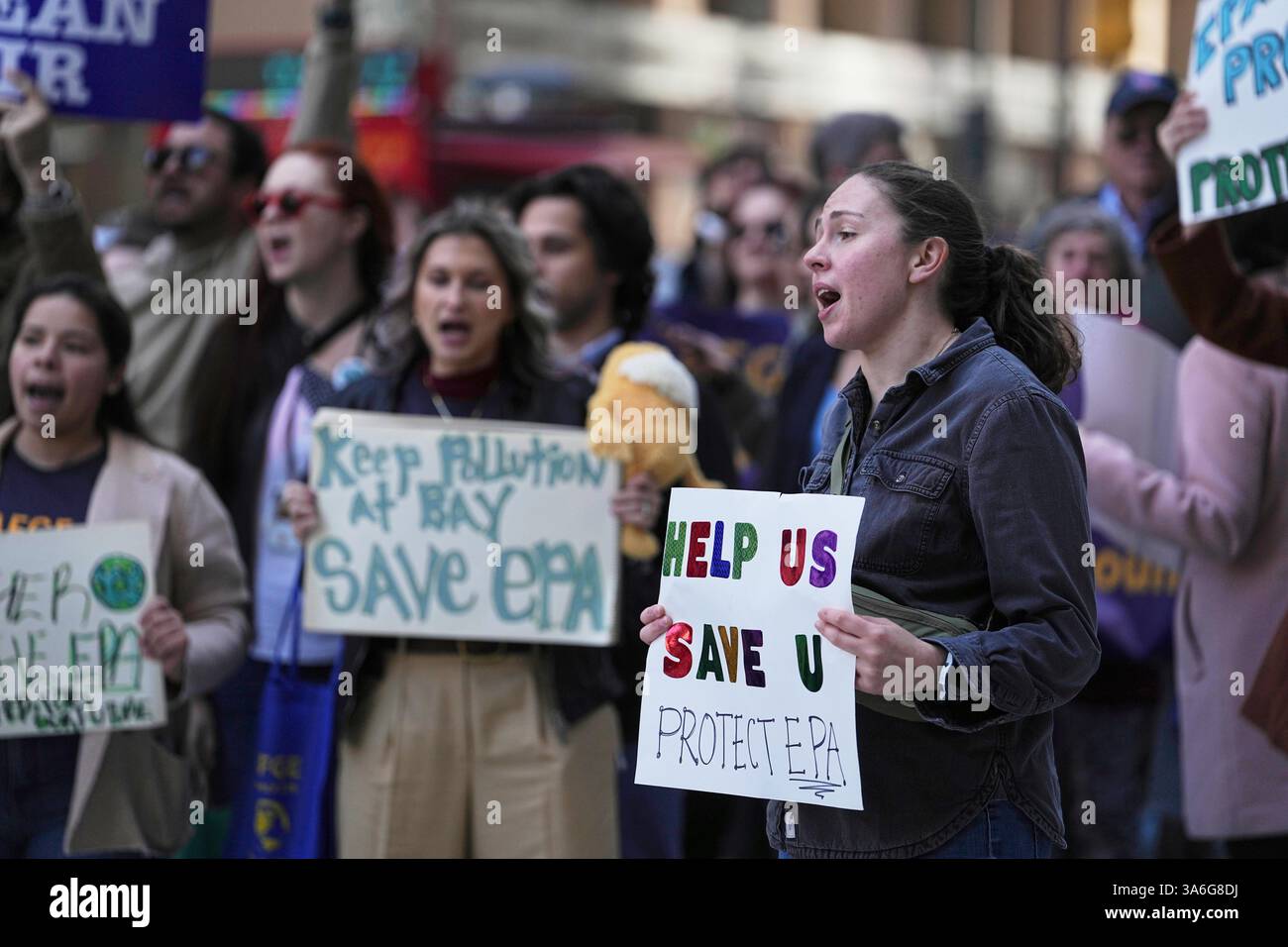Environmental Protection Agency employees take part in a national march ...