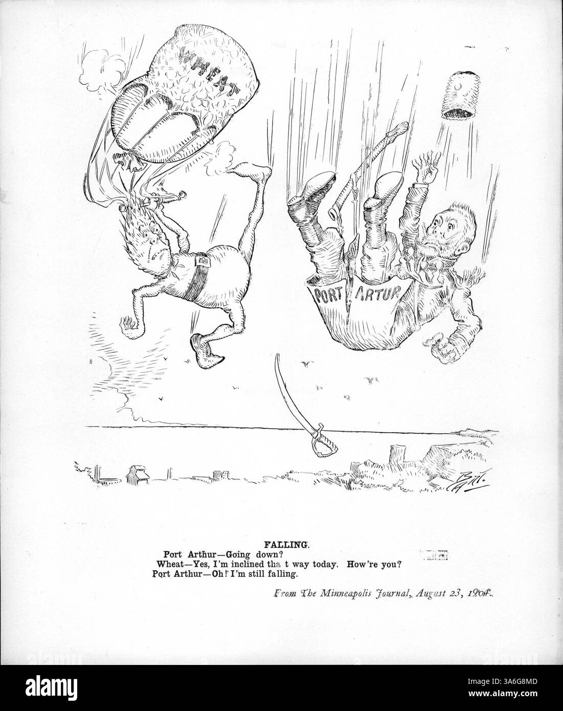 A creative illustration depicts Wheat and Port Arthur falling from the ...