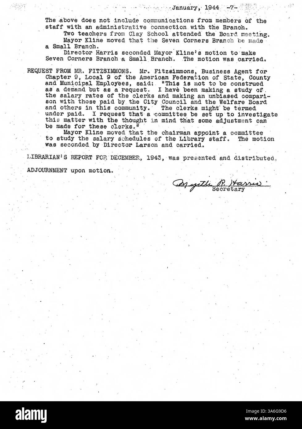The 1944 meeting minutes of the Minneapolis Public Library Board of ...