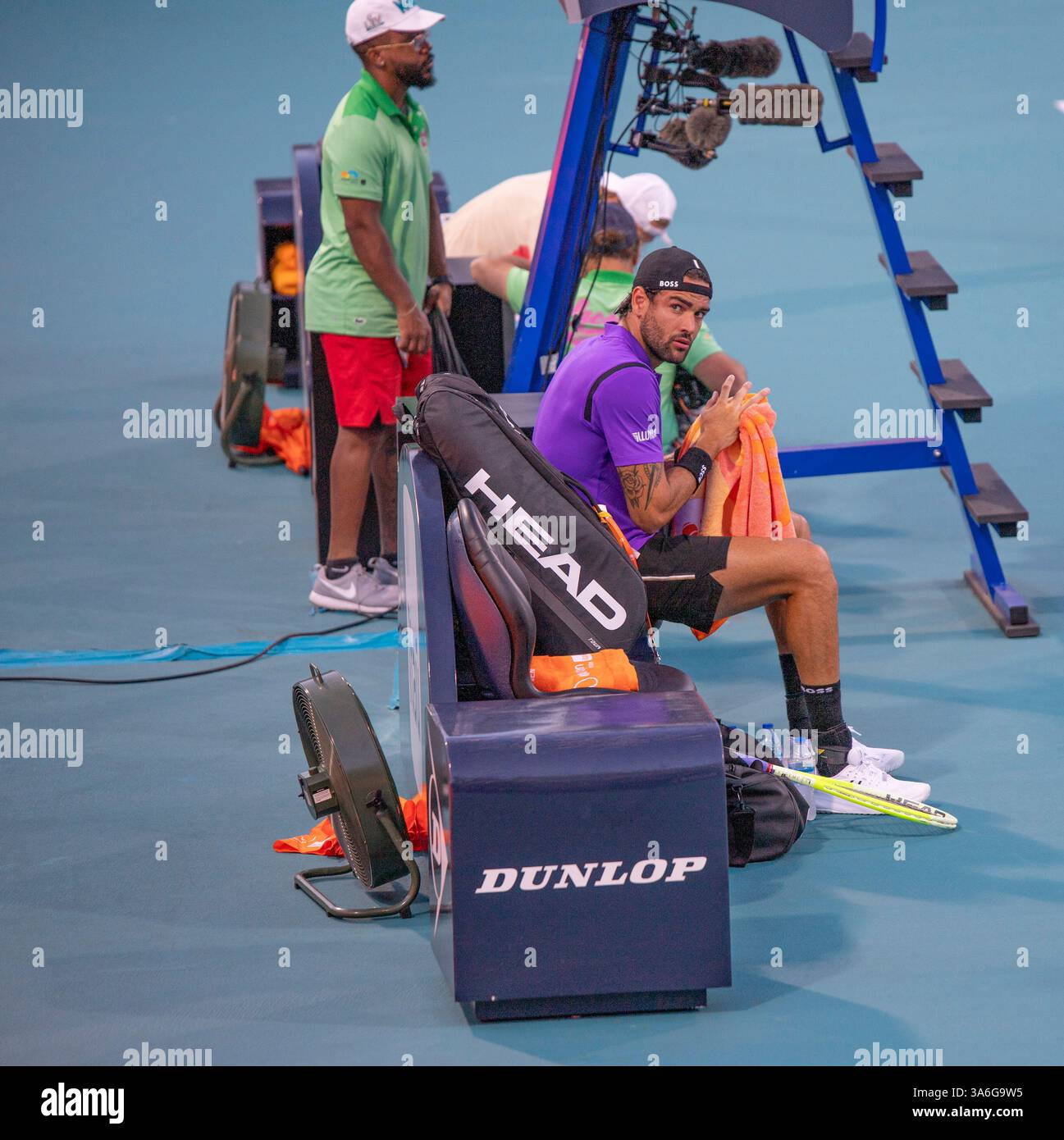 Miami, FL. March 24 2025. Matteo Berrettini during the fourth round of the Miami Open 2025 ...
