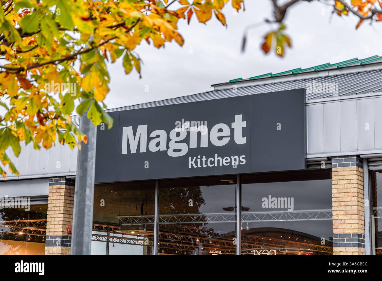 Bristol , UK - October 24, 2023: Magnet Kitchens logo in Cribbs ...