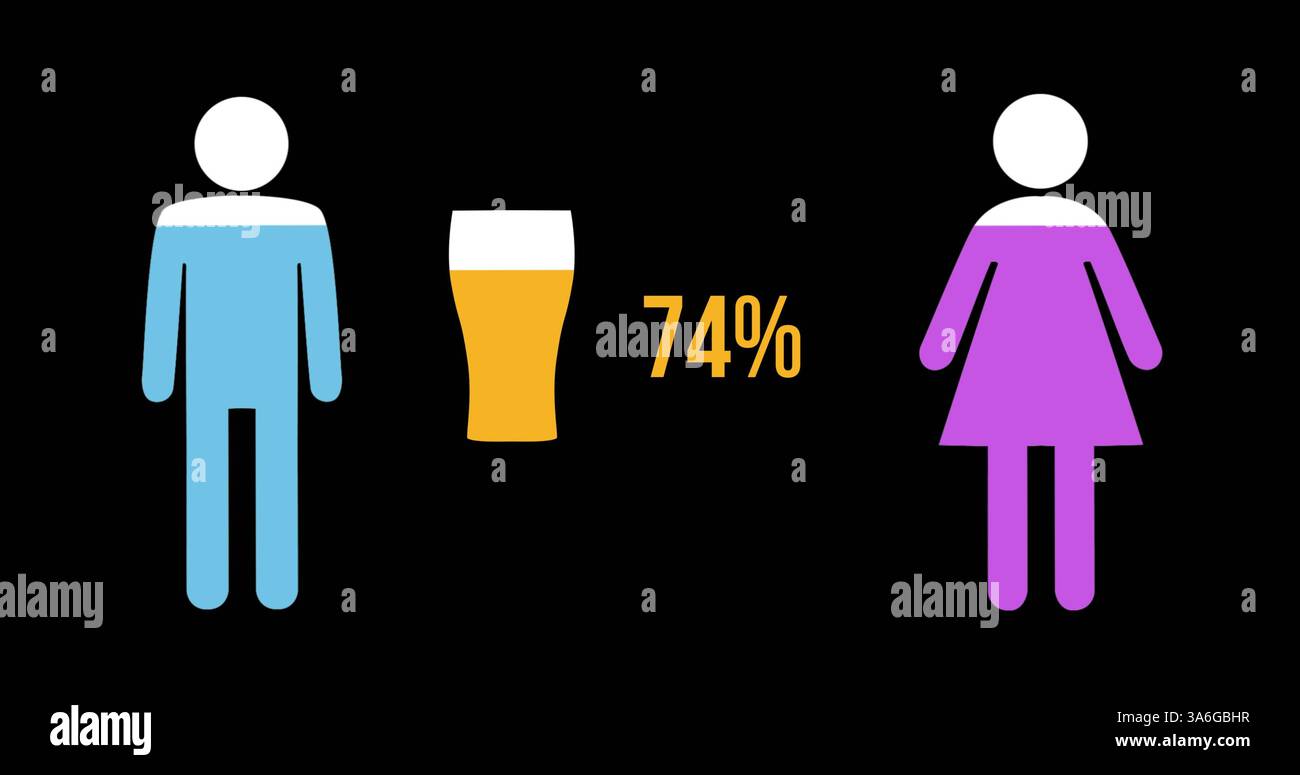 Illustration showing beer consumption statistics with male and female ...