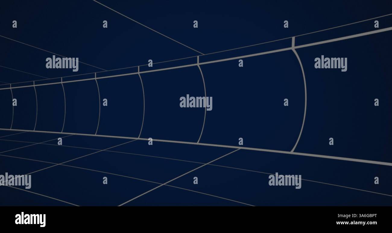 Curved lines forming abstract geometric patterns in futuristic tunnel ...
