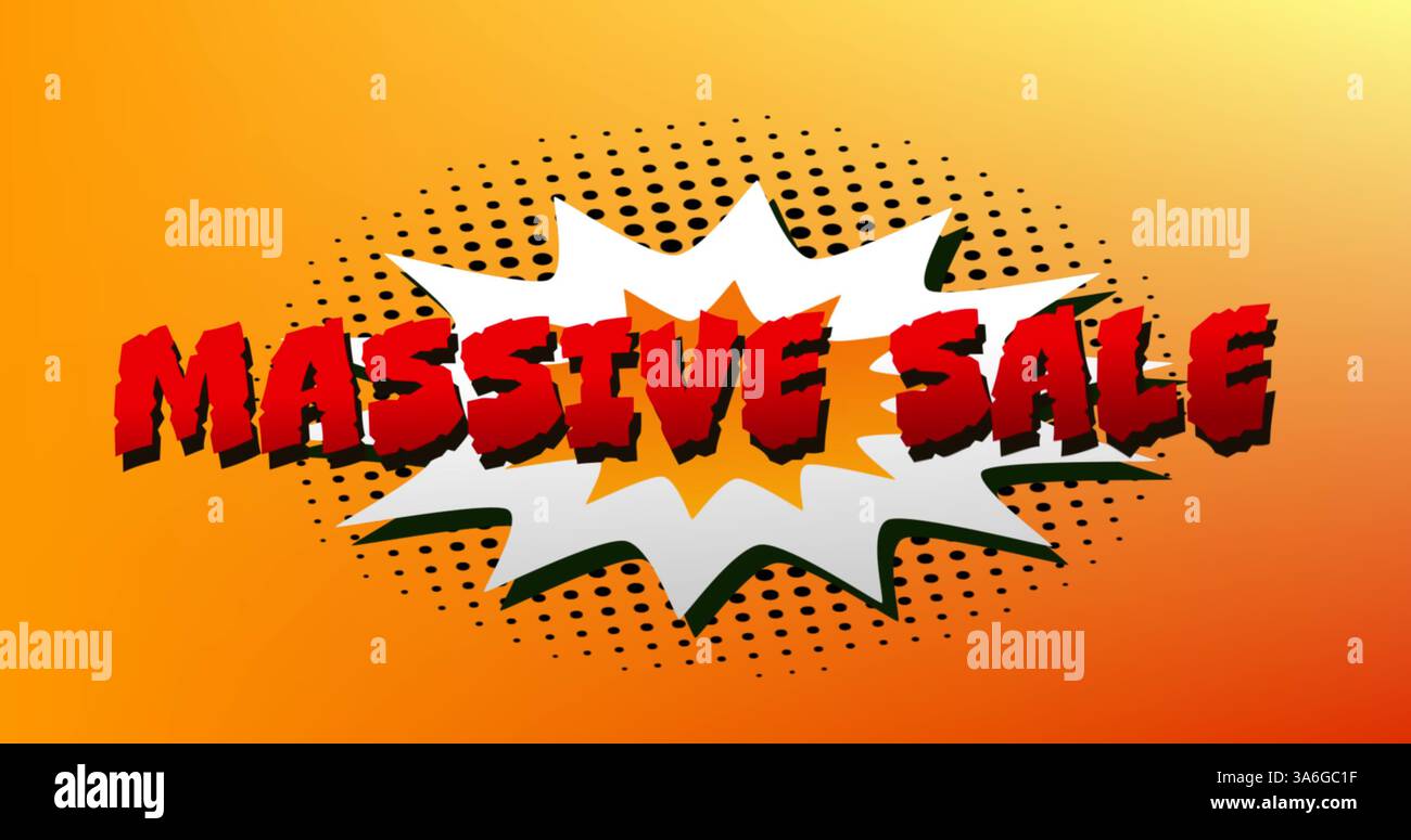 Comic-style Massive Sale text with vibrant colors and dynamic burst ...