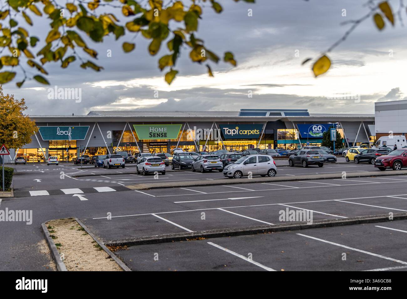 Bristol , UK - October 24, 2023: Centaurus retail park at sunset autumn ...