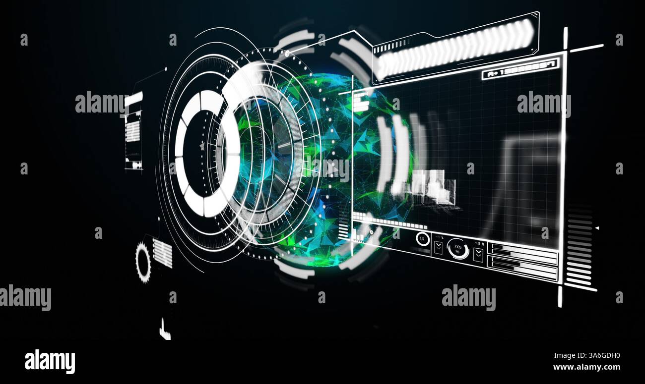 Displaying global data visualization and analytics on futuristic ...