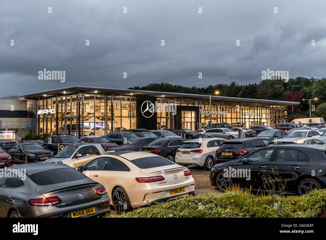 Bristol , UK - October 24, 2023: Mercedes-Benz dealership building with ...