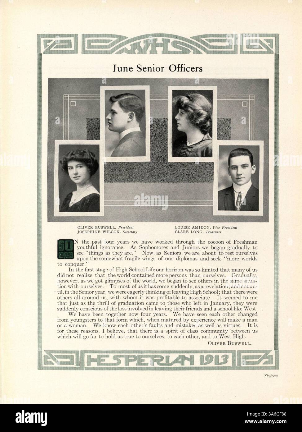 The 1913 West High School yearbook, Hesperian, provides a record of the ...