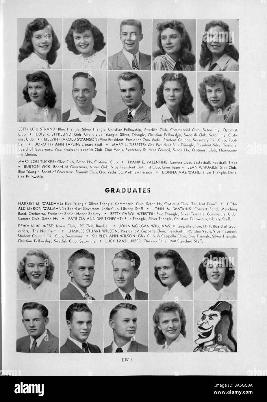 The 1948 Sagamore yearbook from Roosevelt High School features the students, faculty, athletic ...