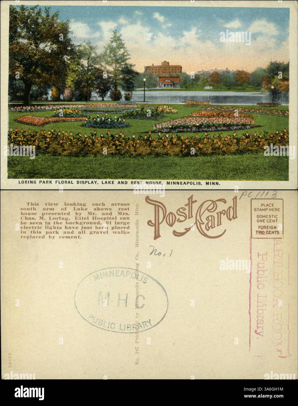 This historic image shows a floral display at loring park hi-res stock ...