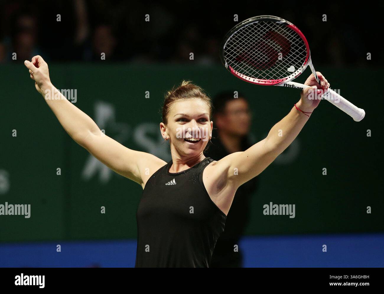 Oct. 22, 2014 - Singapore, Singapore - SIMONA HALEP of Romania reacts ...