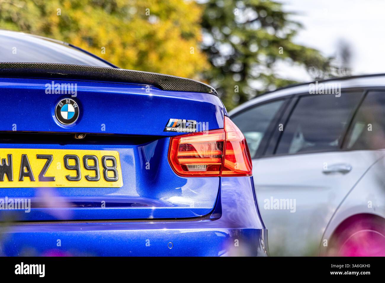 Bristol , UK - October 8, 2023: Blue BMW M3 showing the M3 badge on the ...