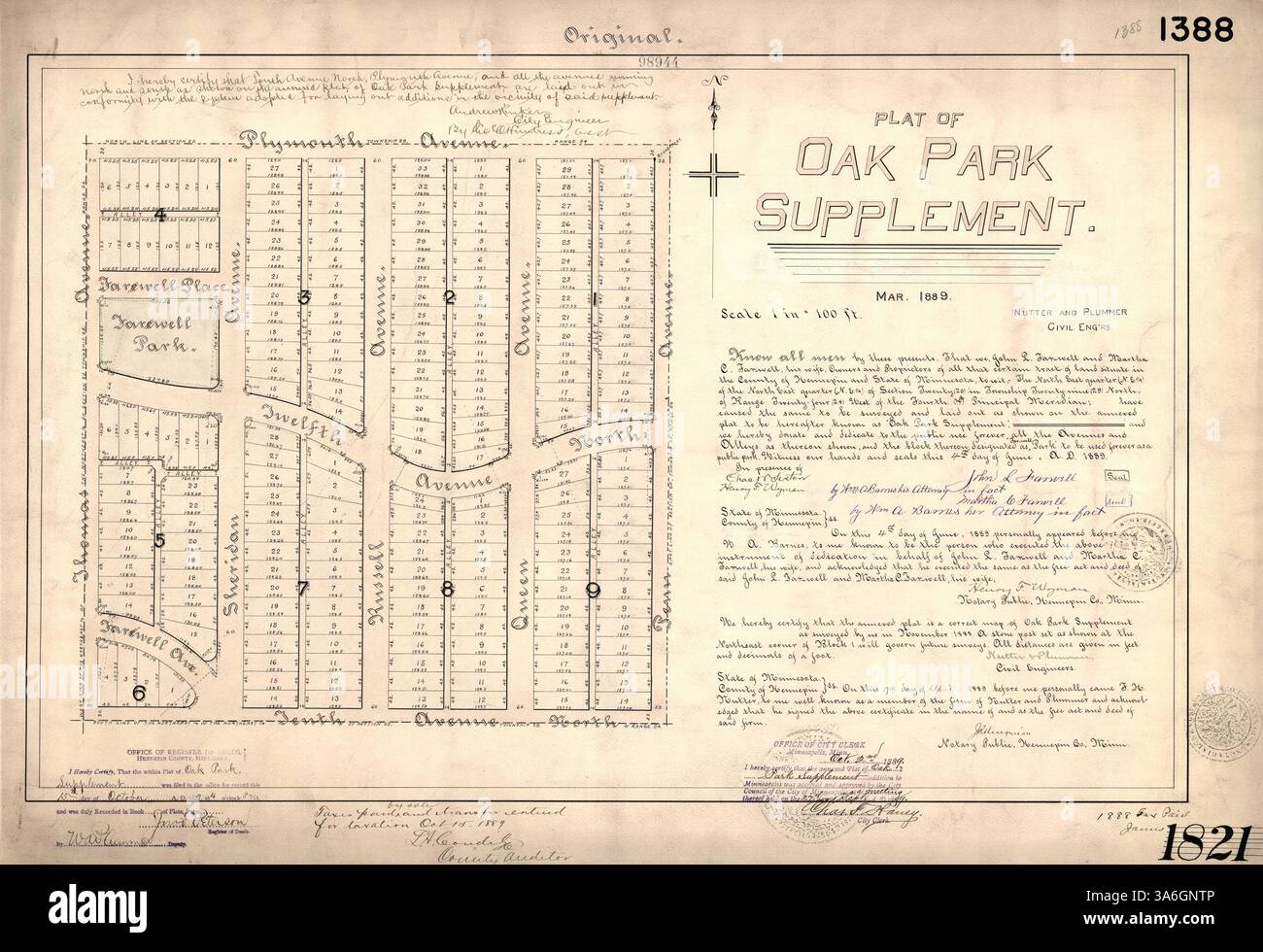 This document features a supplementary plat map of Oak Park, a ...