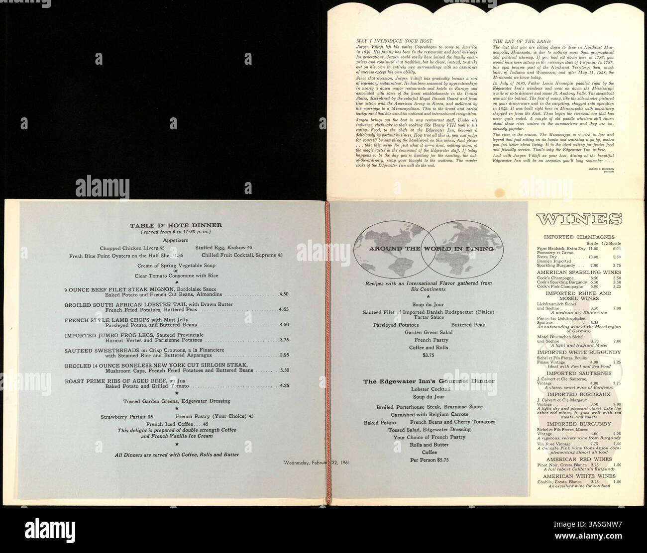 This menu from the Edgewater Inn showcases a wide selection of dining ...