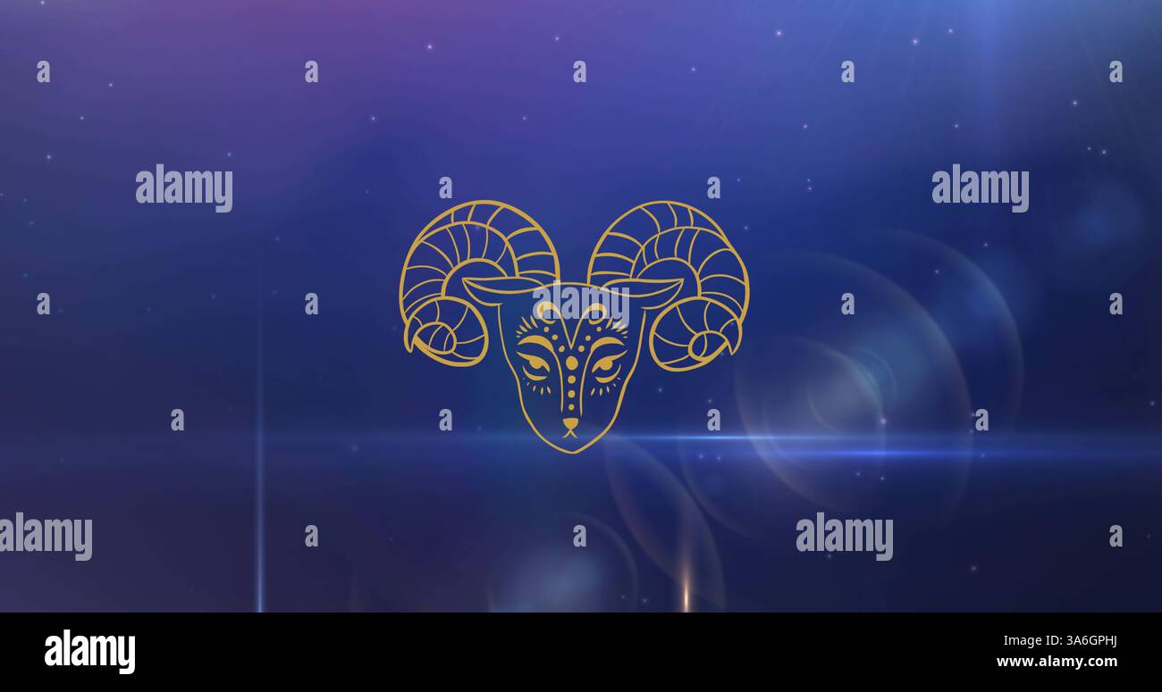 Image of aries star sign symbol over glowing stars. horoscope and ...