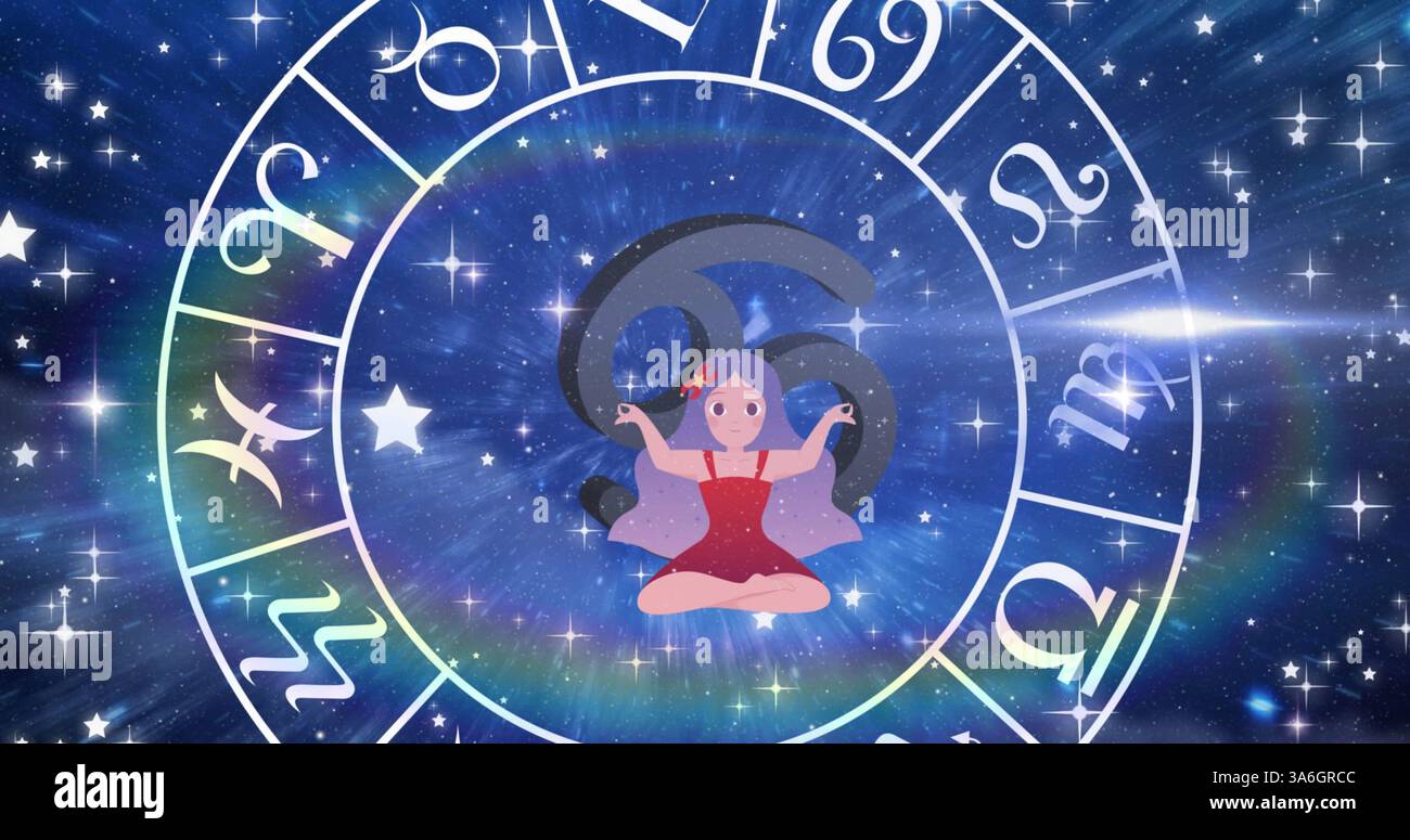 Image of spinning star sign wheel with cancer sign and stars. horoscope ...