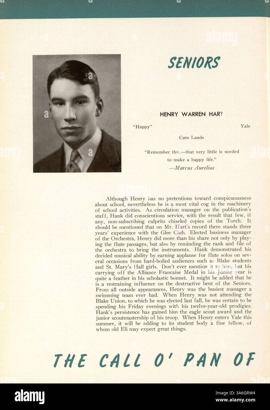 This 1942 edition of Blake School's Call-O'-Pan yearbook features student portraits, faculty ...