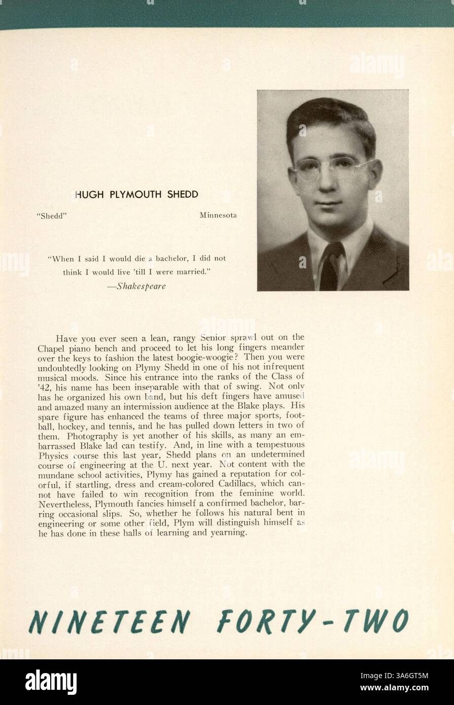 This 1942 Blake Yearbook, Call-O'-Pan, features students, faculty ...