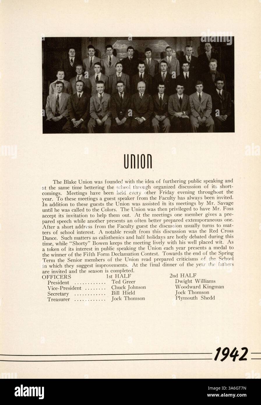 This 1942 Blake Yearbook, Call-O'-Pan, showcases student photos ...