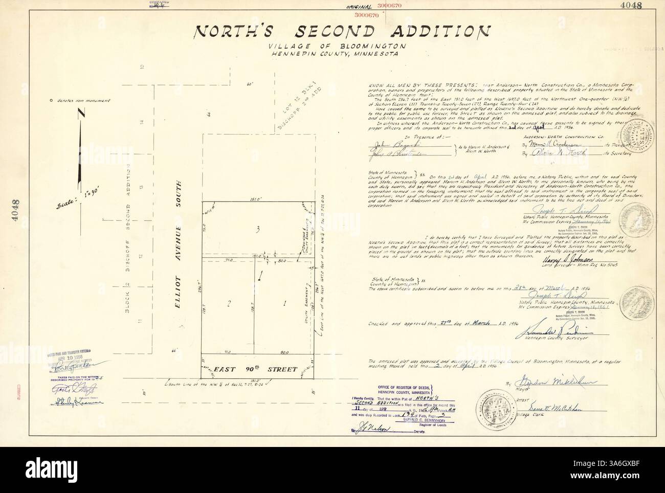 This map of norths second addition in hennepin county displays hi-res ...