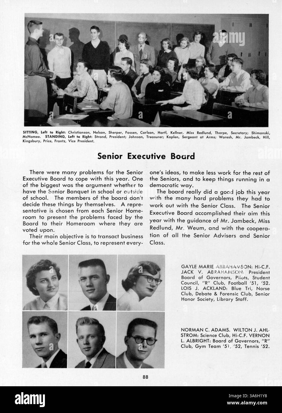 Yearbook from 1953 highlights roosevelt high schools clubs hi-res stock ...