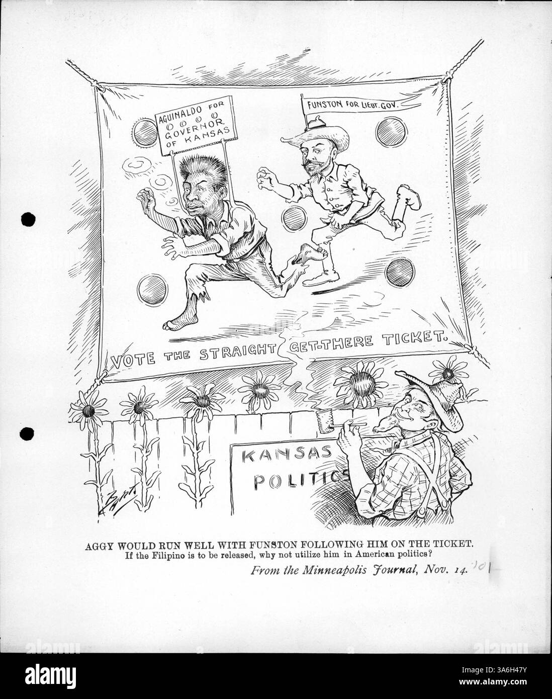 This 1902 political cartoon humorously suggests Filipino leader Emilio ...