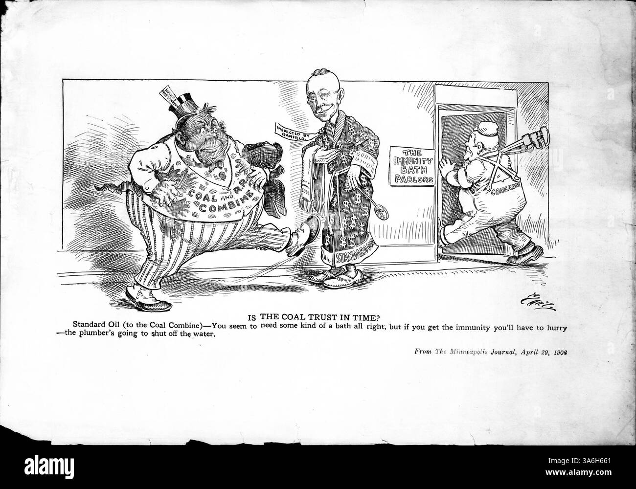This political cartoon addresses the issue of corporate immunity hi-res ...