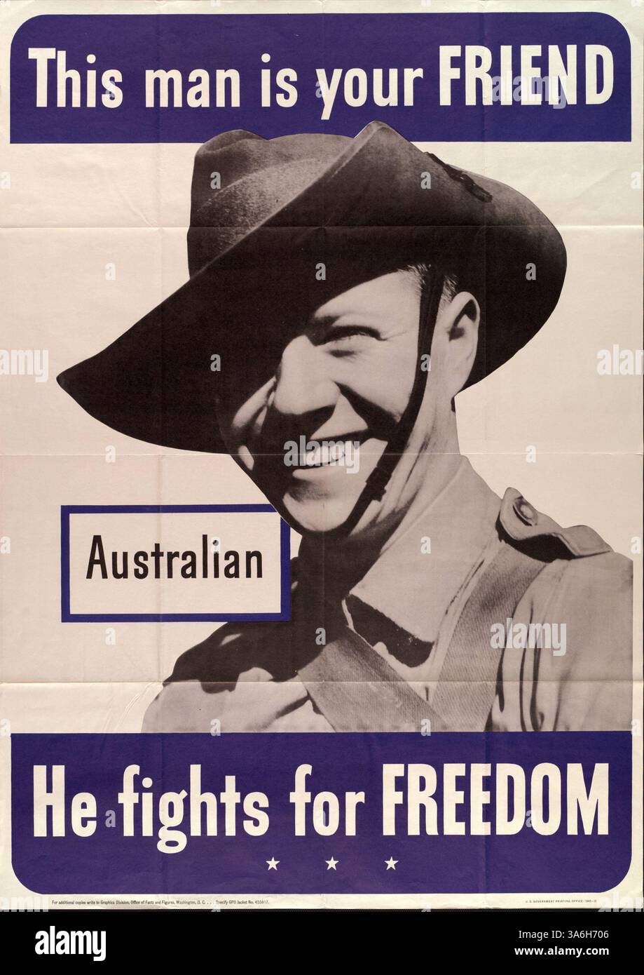 A 1942 photograph of a smiling Australian soldier, wearing a bush hat ...