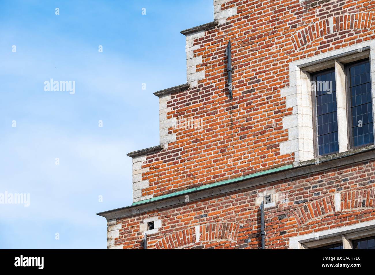 Stepped gable facade in brick stone, traditional style at Rue ...