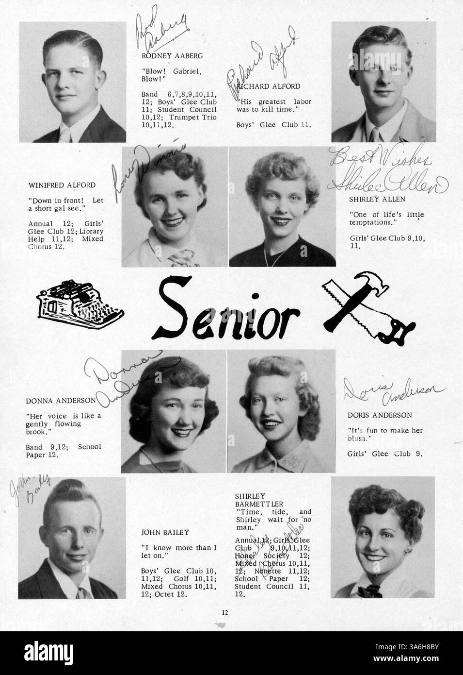 The 1953 Bloomington High Yearbook, The Bear, features the students ...