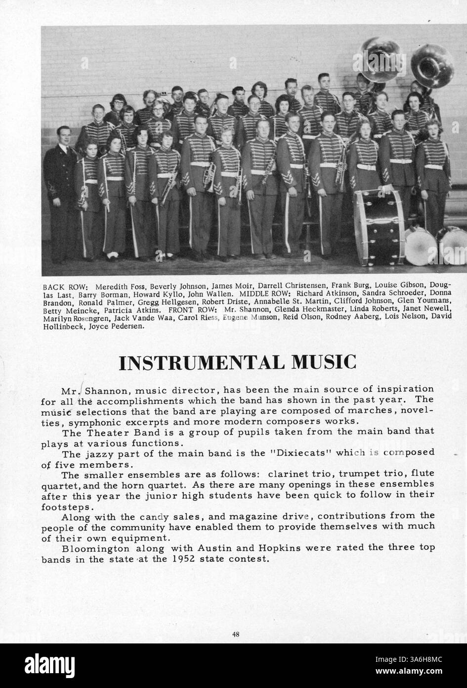 The Bear 1953 yearbook from Bloomington High School records the student ...