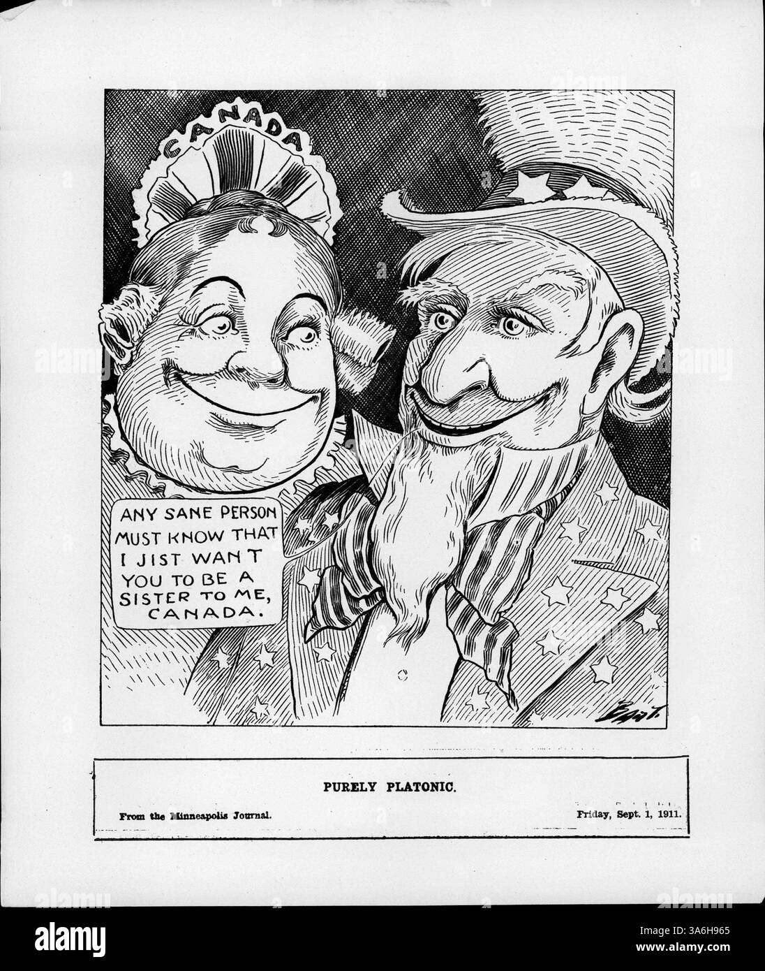 In a political cartoon, Uncle Sam reassures Canada that their ...