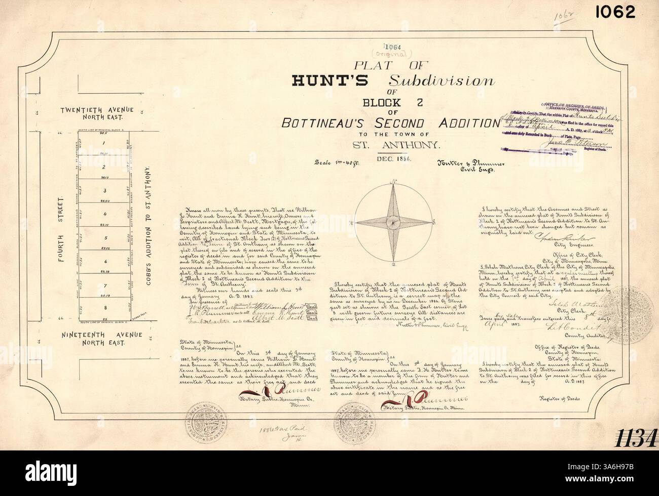 The Plat of Hunt's Subdivision of Block 2 of Bottineau's Second ...