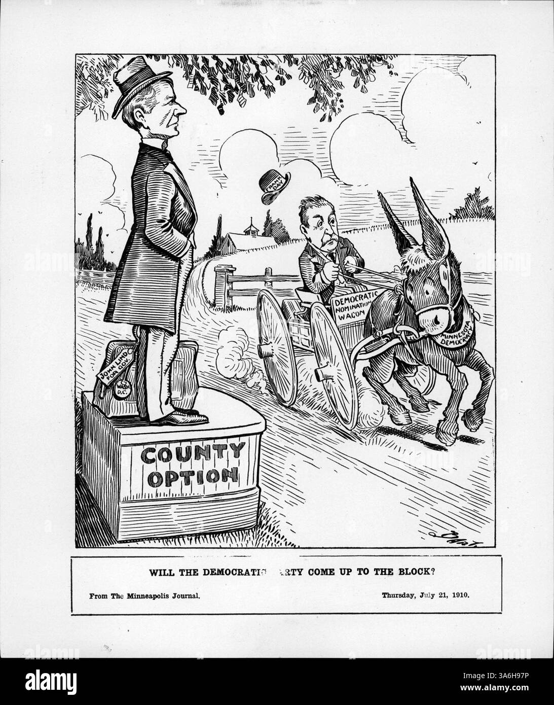 A political cartoon from the early 20th century featuring John Lind ...