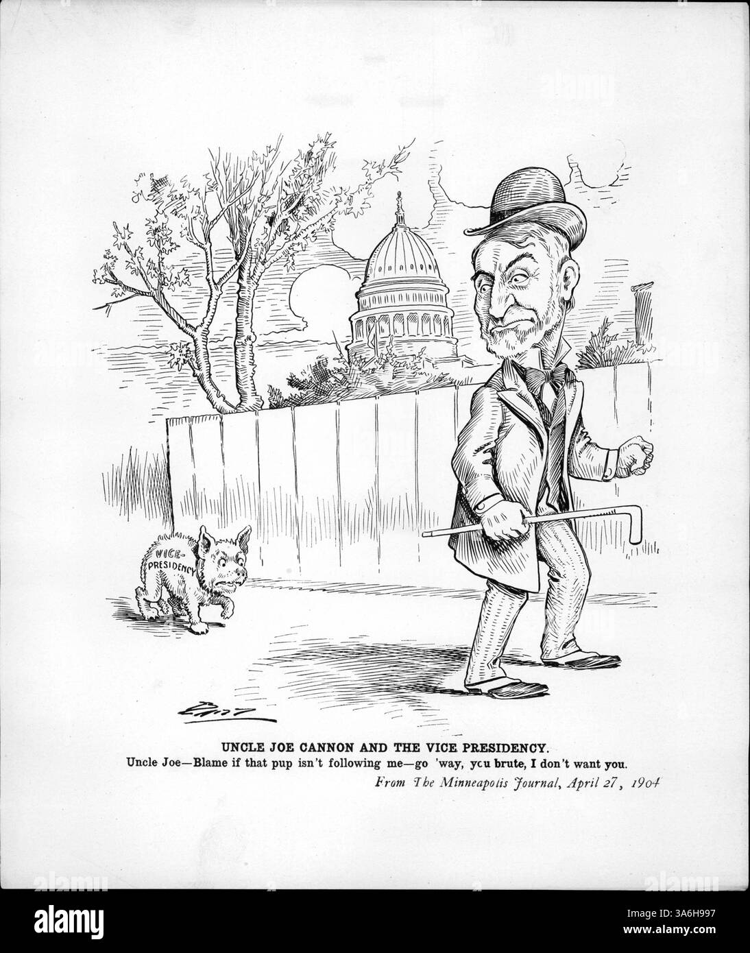 A political cartoon showing Speaker of the House Joseph Cannon being ...