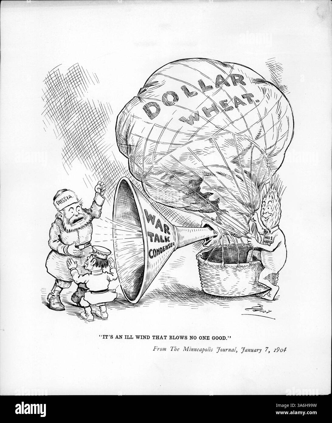 This 1940s political cartoon depicts how war talk between japan hi-res ...