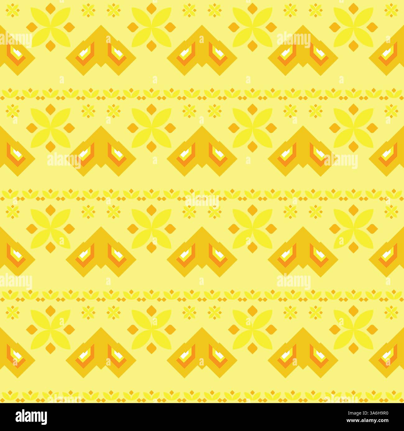 Bright yellow boho pastel pattern with intricate gold embroidery ...