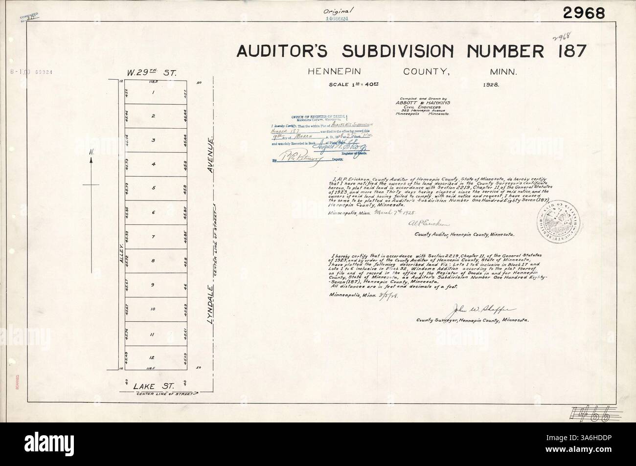 This document relates to Auditor's Subdivision Number 187, a designated ...