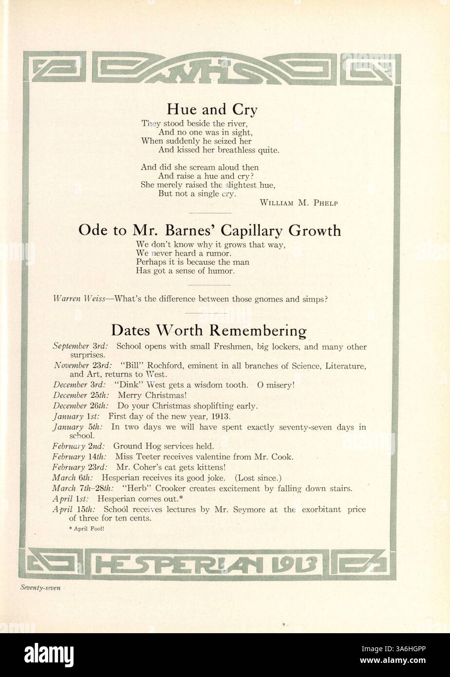 The 1913 West High Yearbook, Hesperian, documents the school year ...