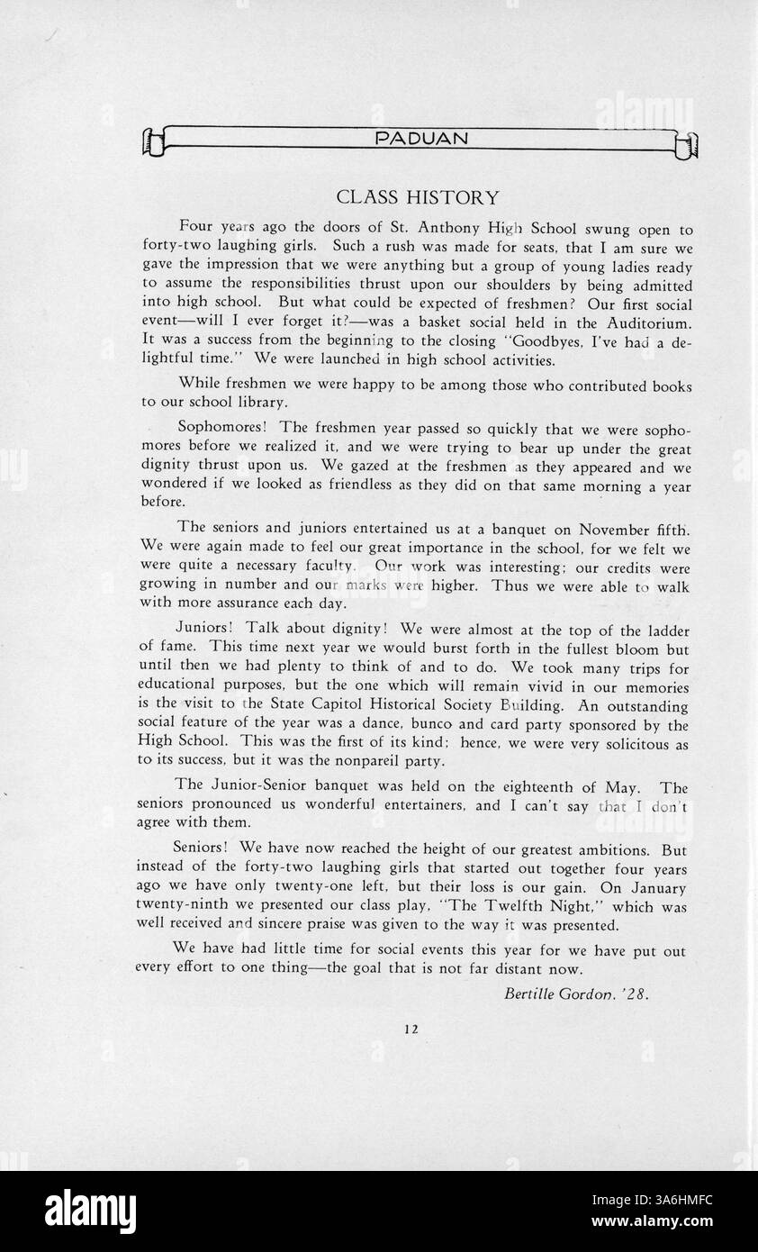 The 1928 edition of St. Anthony High School’s Paduan Yearbook ...