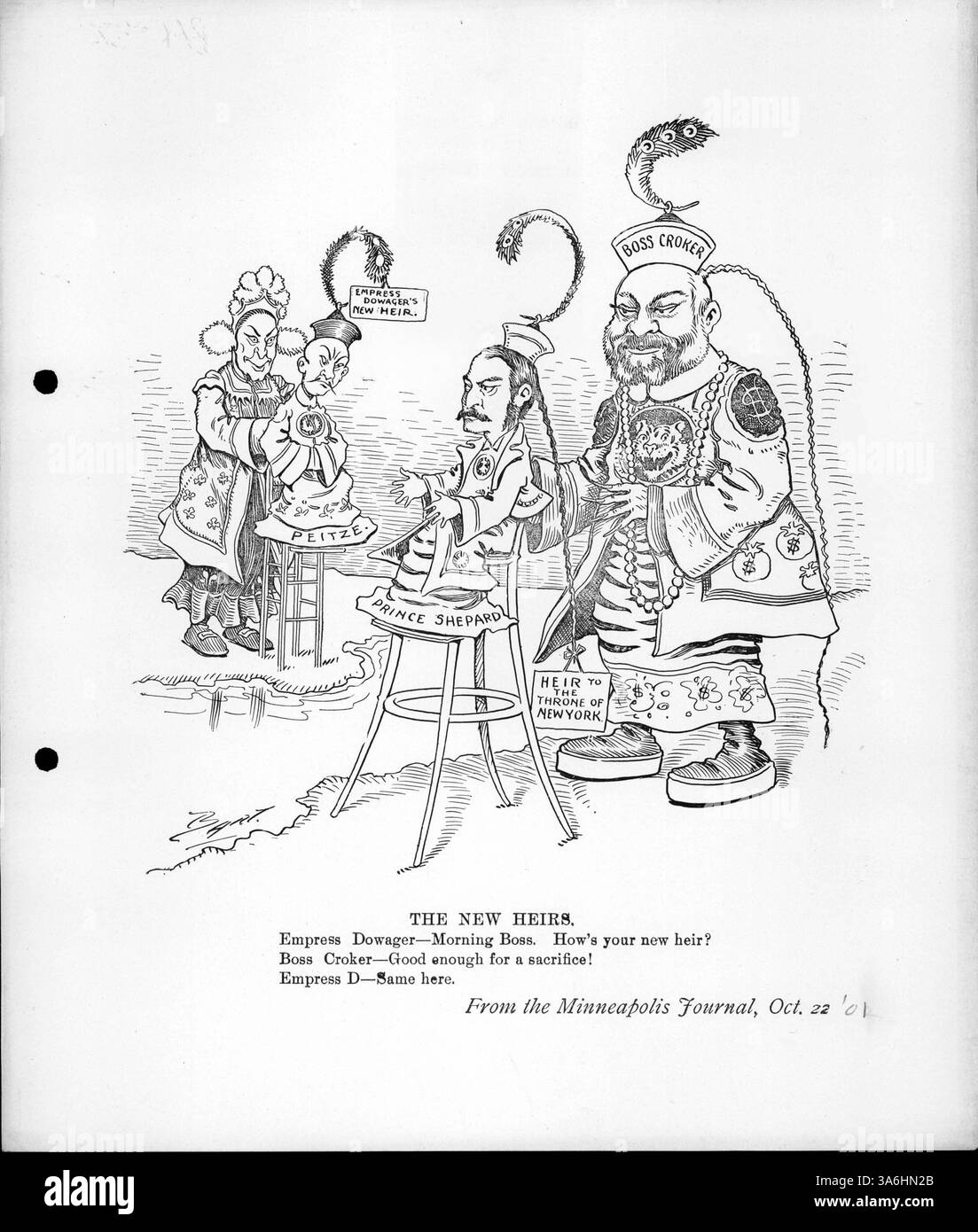 A political cartoon depicts the Empress Dowager and her hand puppet ...