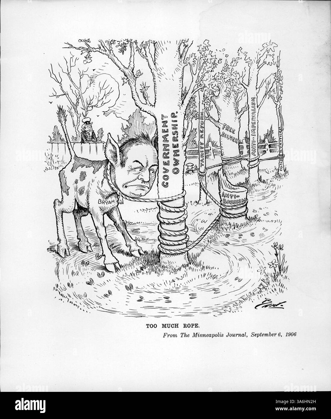 This political cartoon critiques William Jennings Bryan's inconsistent ...