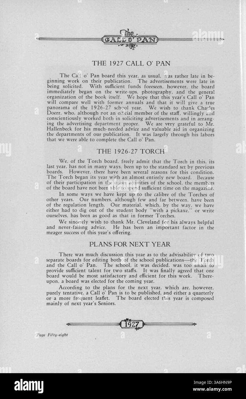 Blake High School's 1927 edition of Call-O'-Pan documents key moments ...
