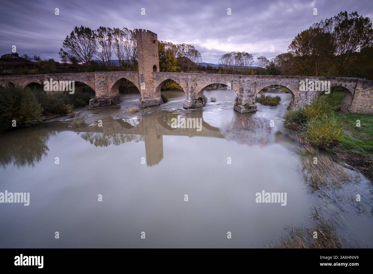 Medieval bridge of Frias, Romanesque origin, Frias, province of Burgos ...